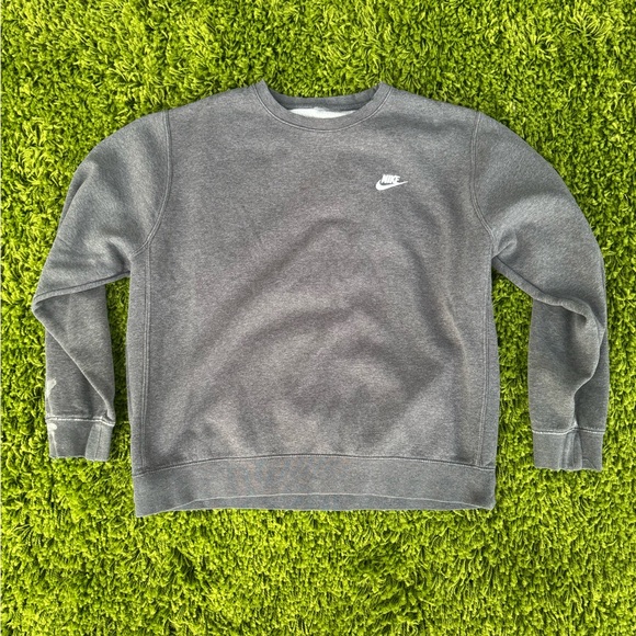 Nike | Sweaters | Nike Gray Crewneck Sweater With Ribbed Details | Poshmark